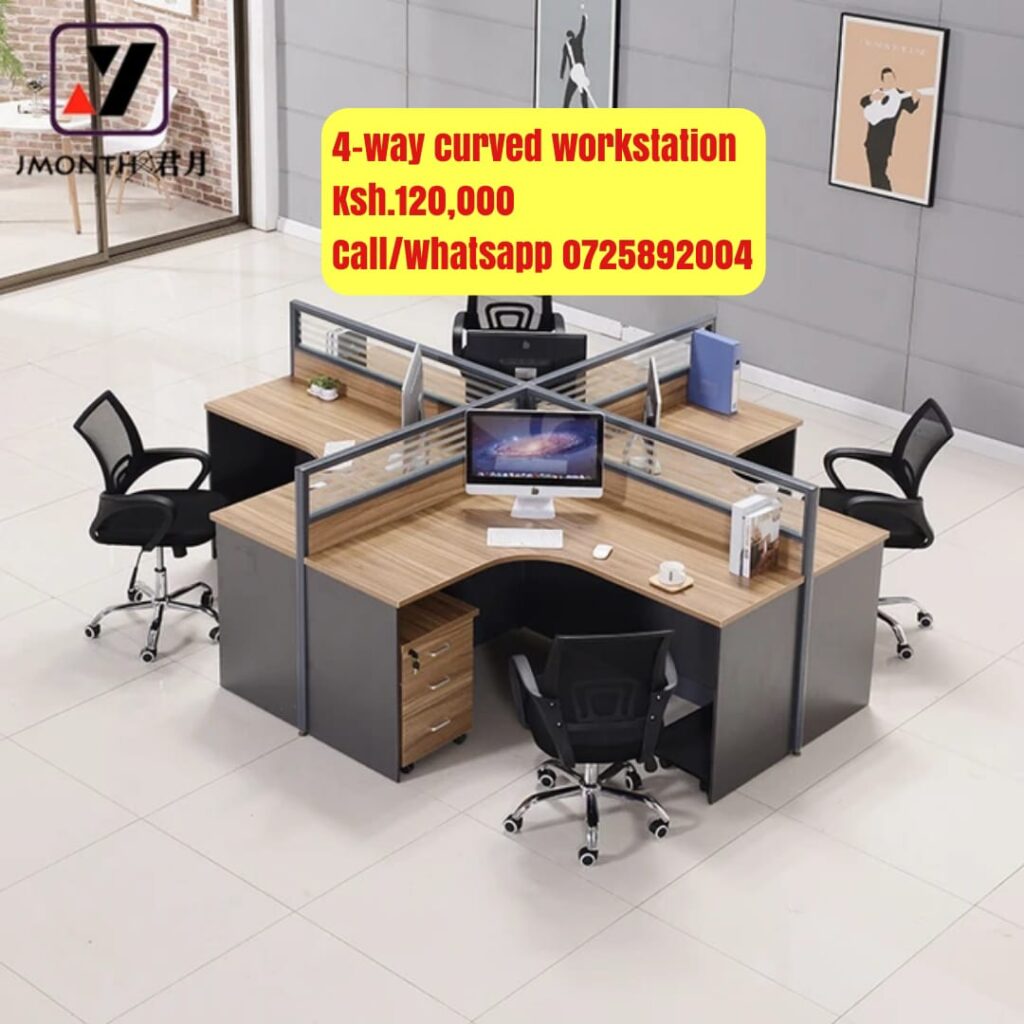 4-Way Curved Workstation - Diamond Furniture